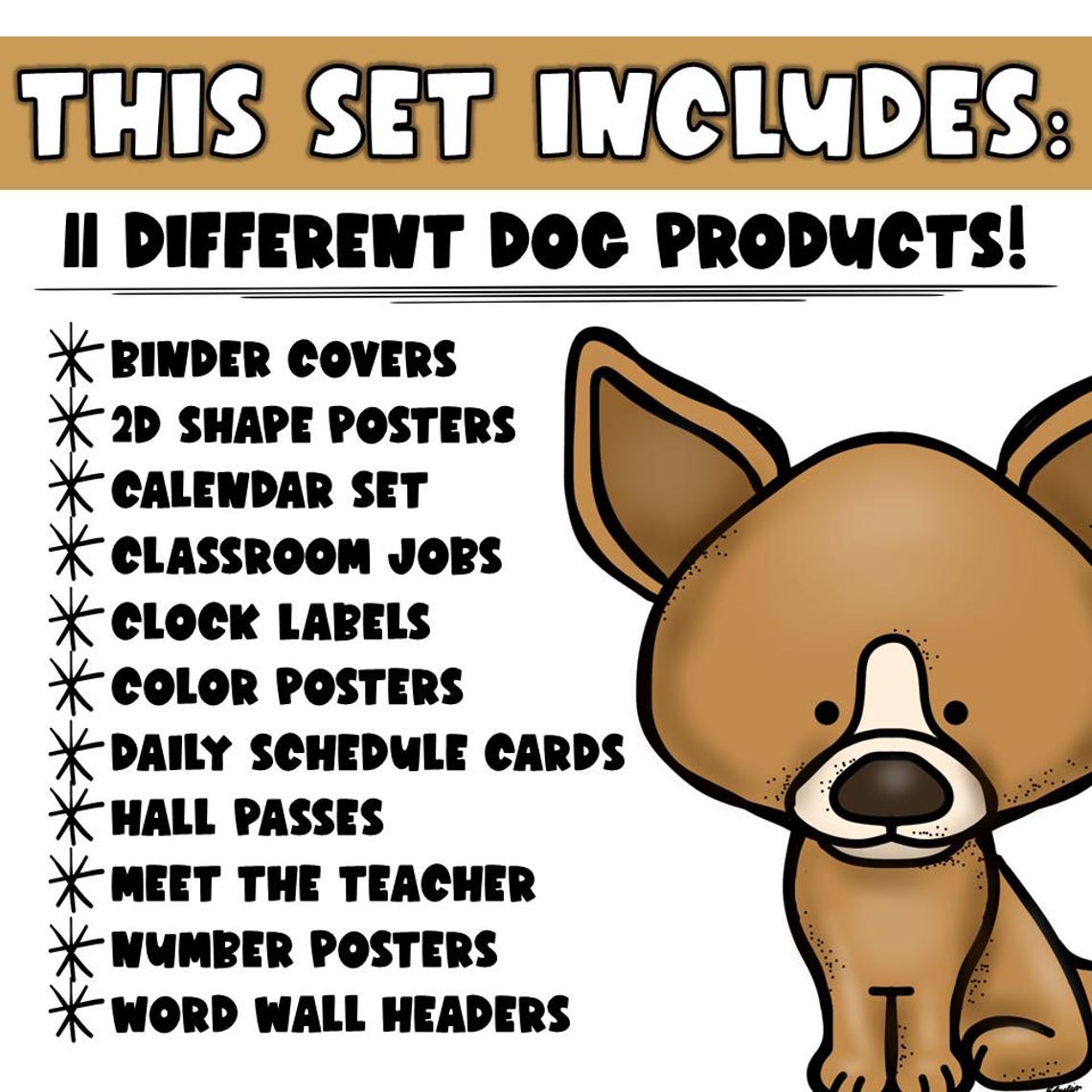 Dog Theme Class Decor Bundle (posters, Binder Covers, Schedule ...