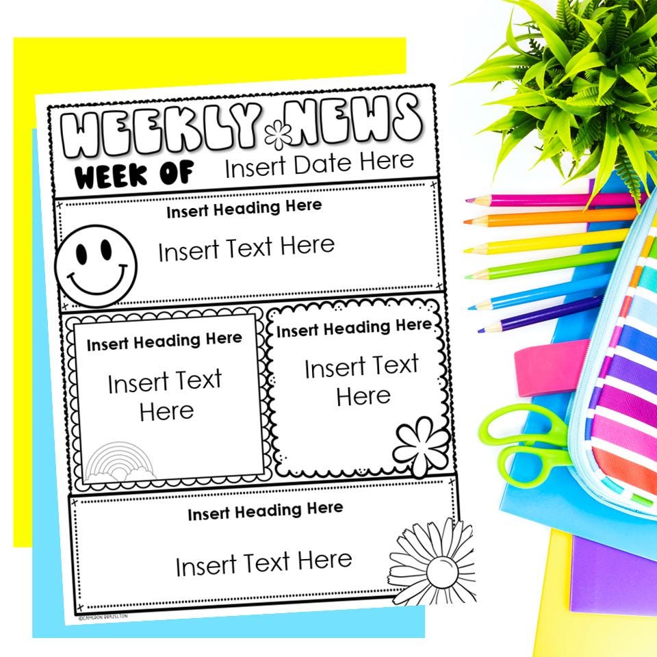 Weekly Newsletter Template Editable Groovy Retro Vibes Theme INSTANT ...