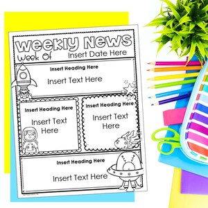 Weekly Newsletter Editable Template Outer Space Theme INSTANT DOWNLOAD ...