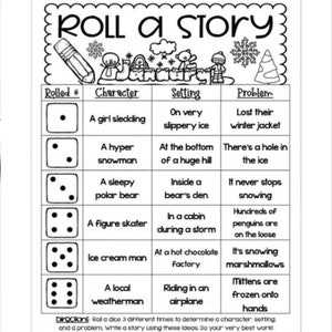 Roll a Story Writing Activity Literacy Center Year Round Every Month ...