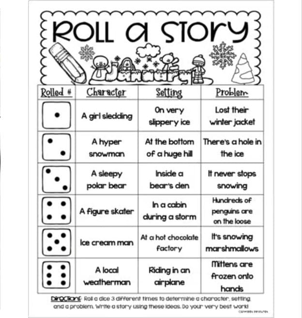 Roll a Story Writing Activity Literacy Center Year Round Every Month ...