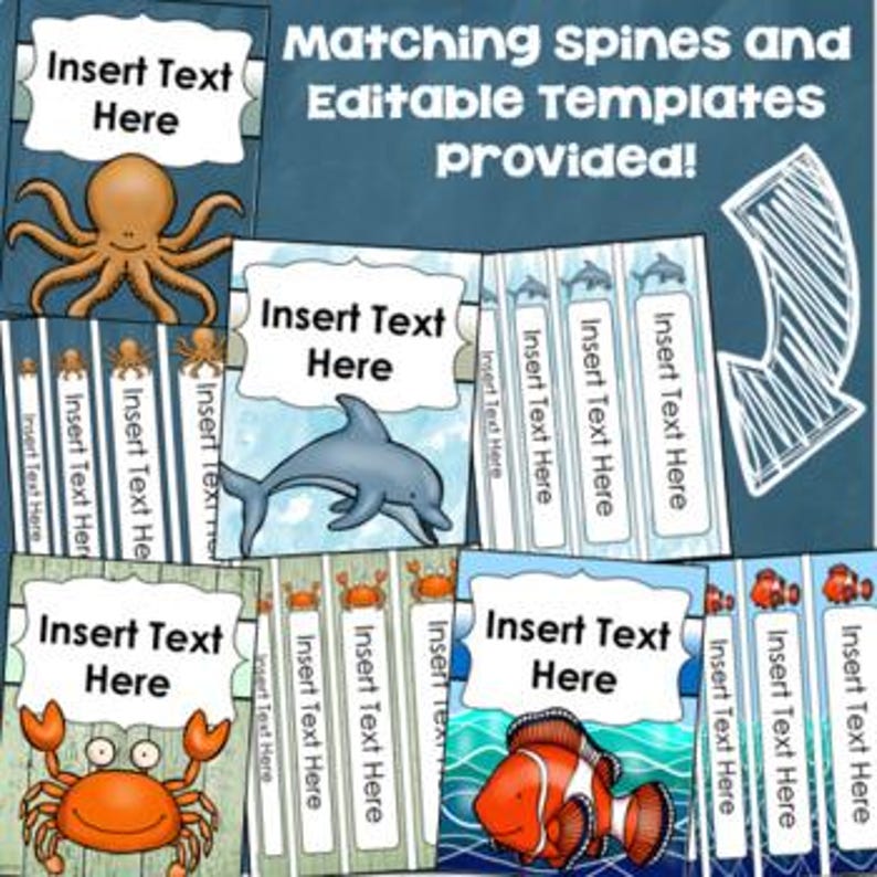 Binder Covers and Spines Teacher Planner Editable Ocean Under the Sea ...
