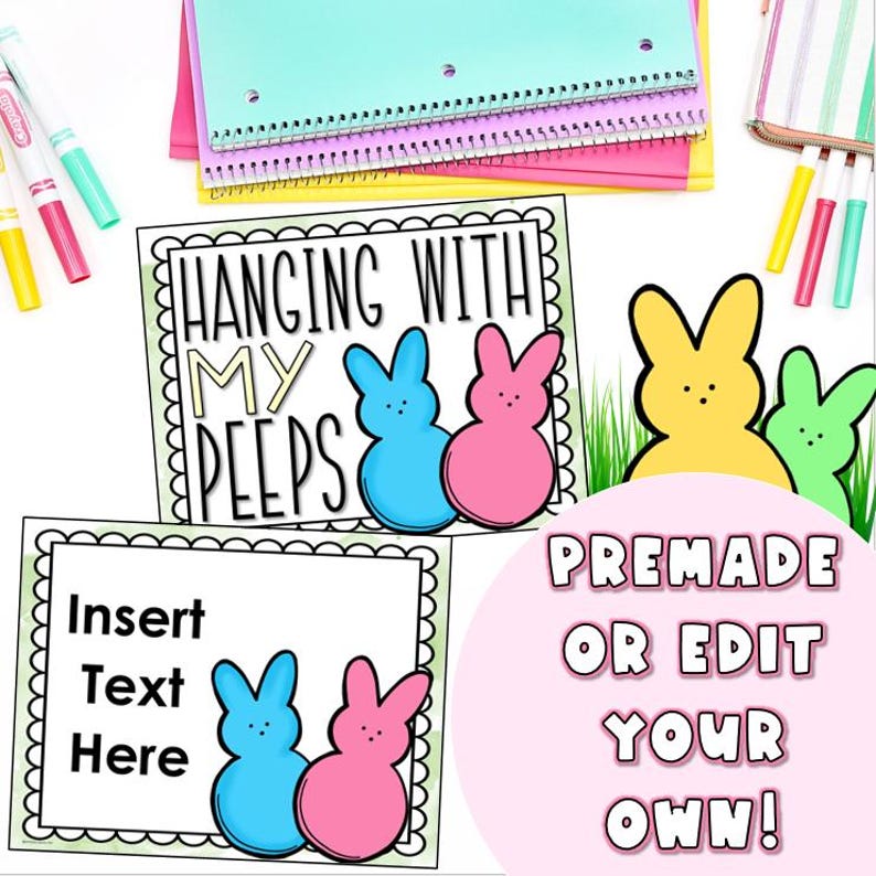 Spring Easter Bunny Peeps Bulletin Board Display Door Decoration ...