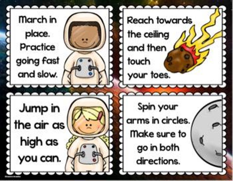 Brain Breaks Movement Cards Outer Space Theme INSTANT DOWNLOAD - Etsy