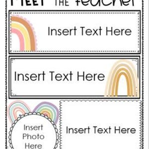Meet the Teacher Handout: Boho Rainbow Theme (editable Instant Download ...