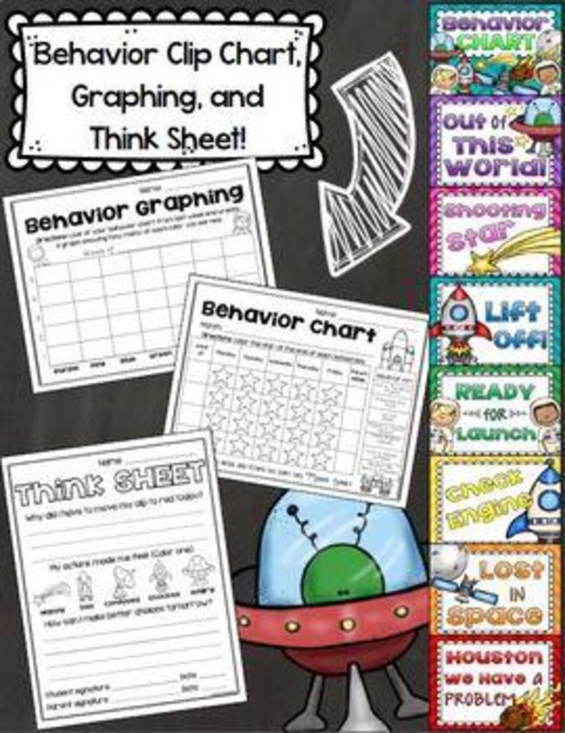 Outer Space Theme Classroom Decor Bundle (behavior Chart, Name Plates ...