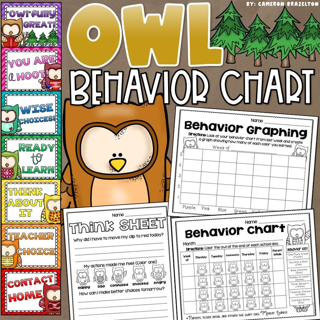 Behavior Clip Chart Owl Theme for Classroom Management INSTANT DOWNLOAD ...