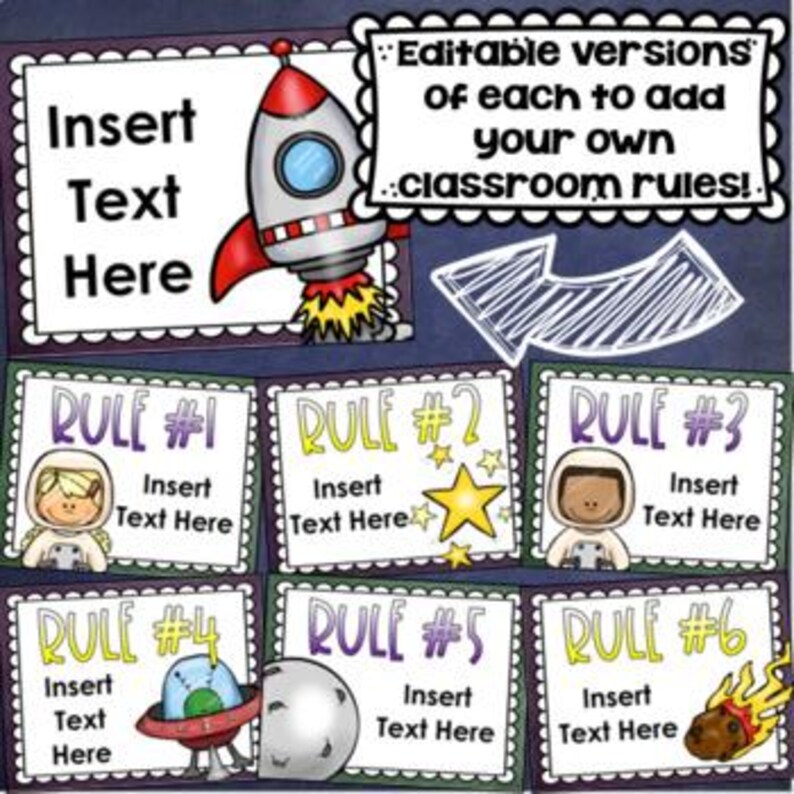 Classroom Rules Posters EDITABLE Back to School Outer Space Theme ...