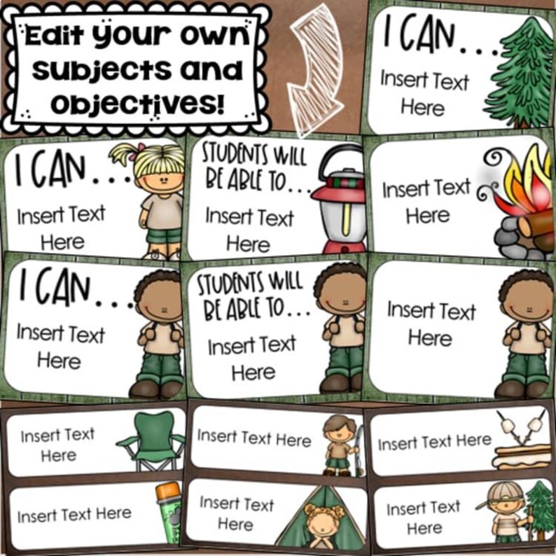 Learning Targets Bulletin Board Objectives Posters Camping Camp Out ...