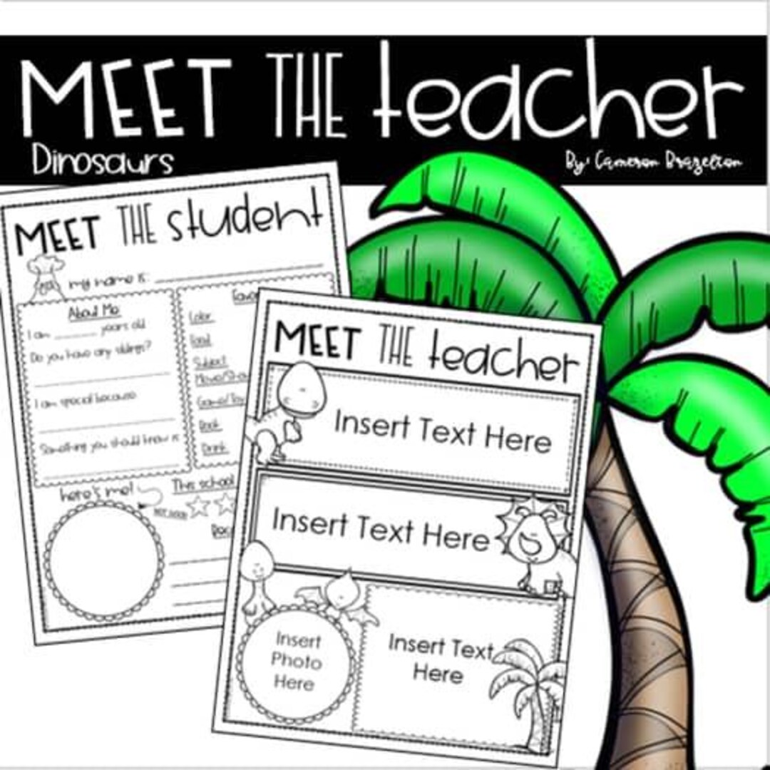 Meet the Teacher Editable Handout Back to School All About Me Dinosaur ...