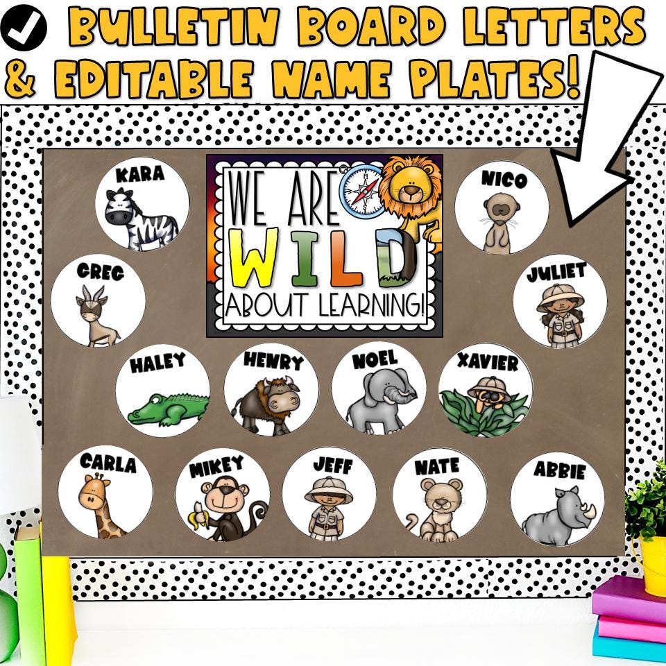 Back to School Door Decorations Bulletin Board Wild Jungle Safari Theme ...