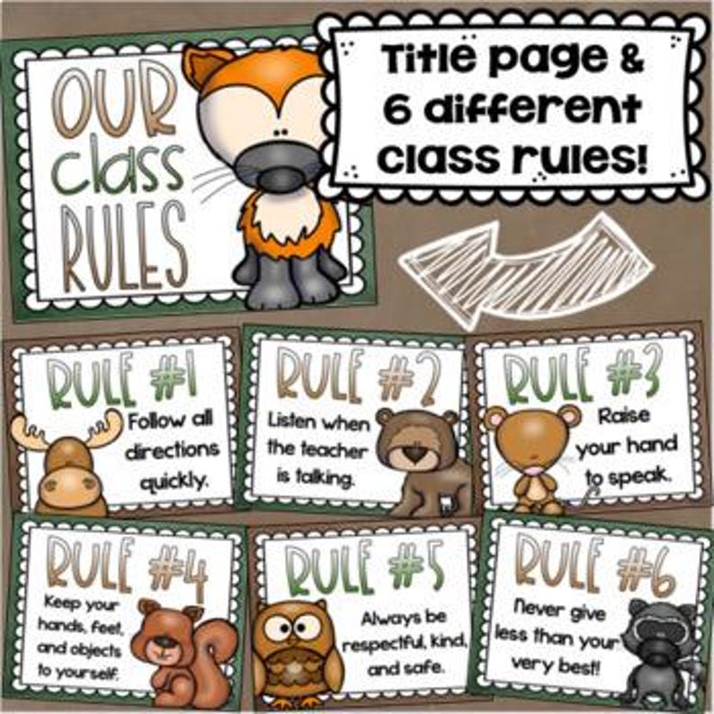 Classroom Rules Posters EDITABLE Back to School Woodland Animals Theme ...