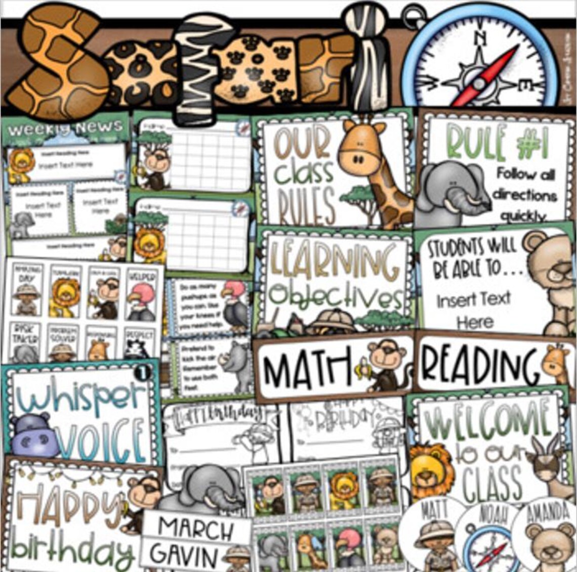 Jungle Safari Classroom Decorations and Management Mega Bundle - Etsy