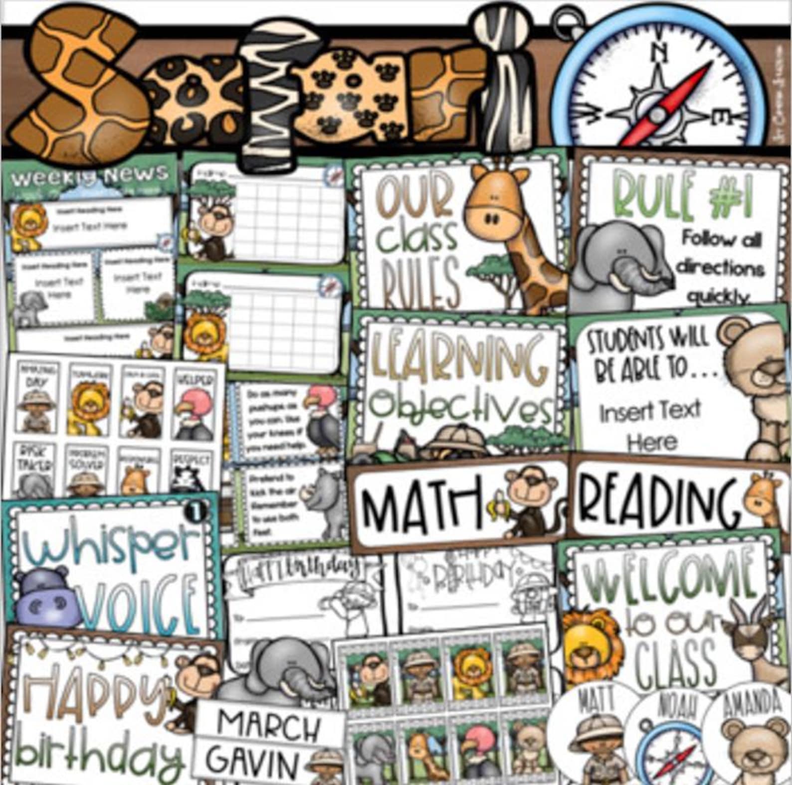 Jungle Safari Classroom Decorations and Management Mega Bundle - Etsy