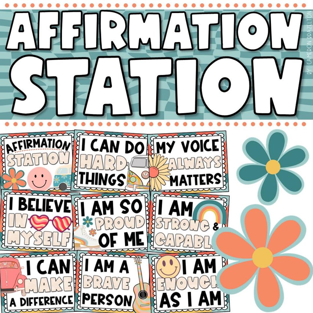 Groovy Retro Affirmation Station |positive Posters for Confidence ...