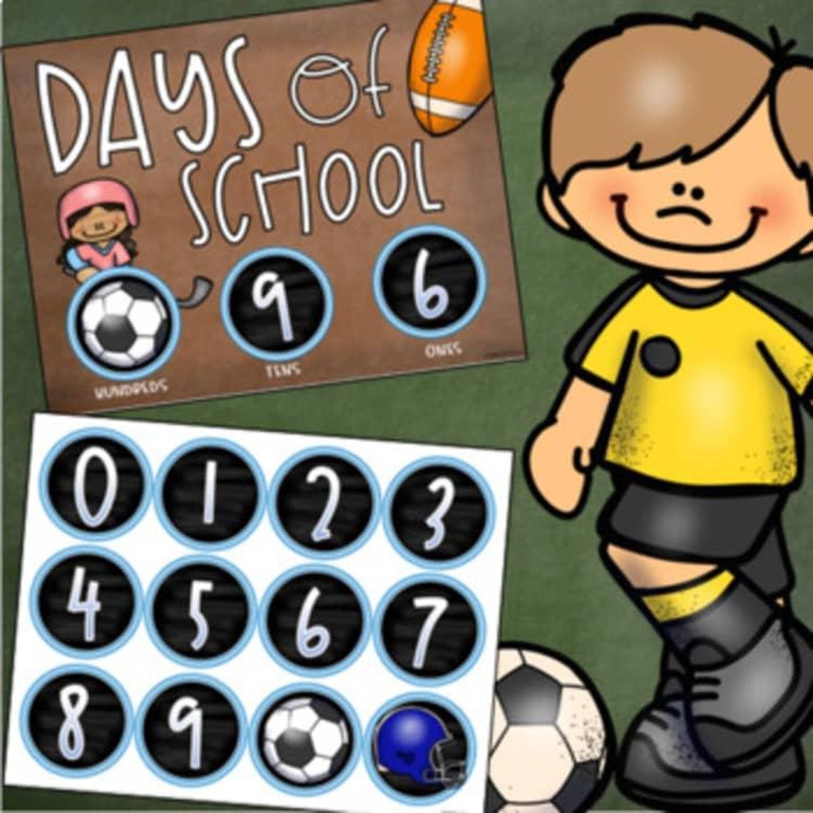 Calendar Set Classroom Decor Back to School Sports Teamwork Theme ...