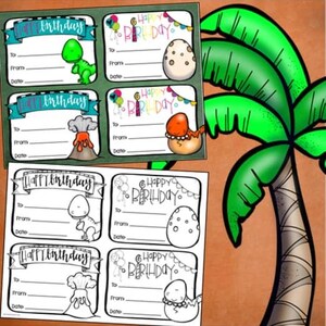 Happy Birthday Bulletin Board Display Posters Dinosaur Dino Editable ...