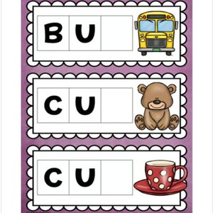 CVC Word Families Phonics Missing Beginning Middle Final Sound Card ...