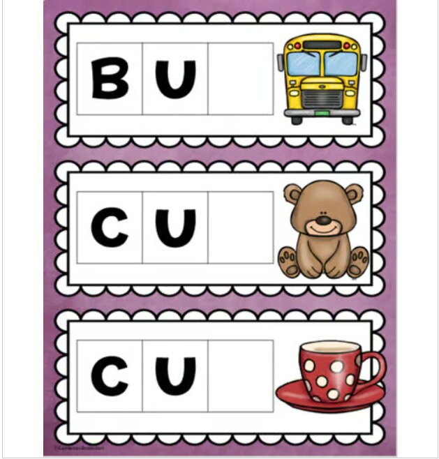 CVC Word Families Phonics Missing Beginning Middle Final Sound Card ...