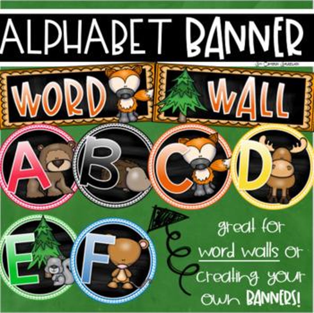 Word Wall Headers Alphabet Banner Posters Signs Woodland Animals Forest ...