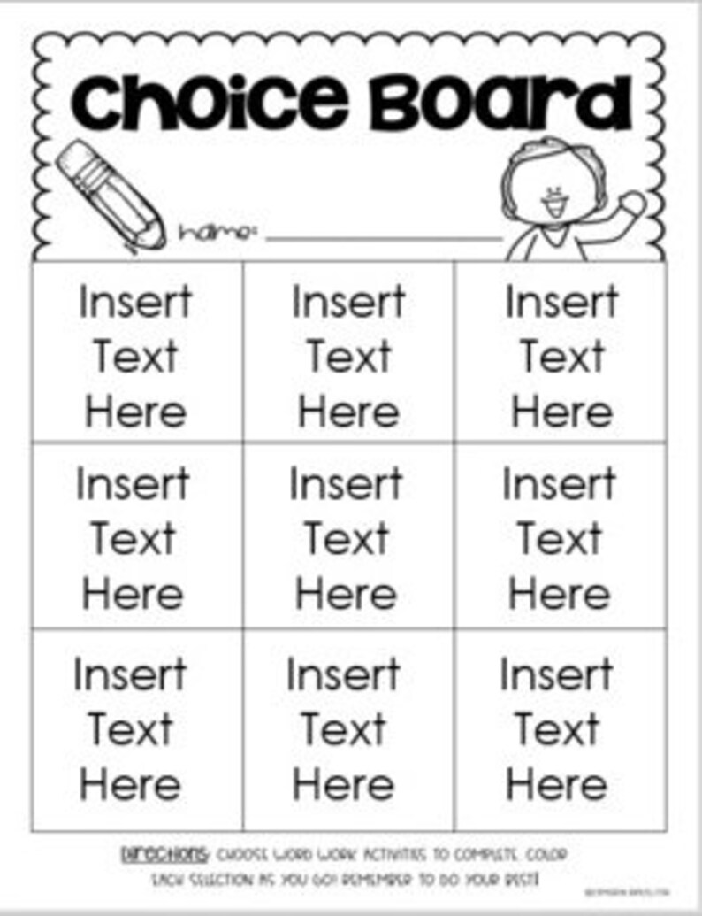 Word Work Spelling Sight Words Choice Board Activities Menu Tic Tac Toe ...