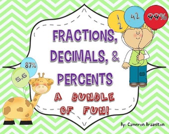 Fraction, Decimal, and Percent (activities, Student Sheets, Assessments ...