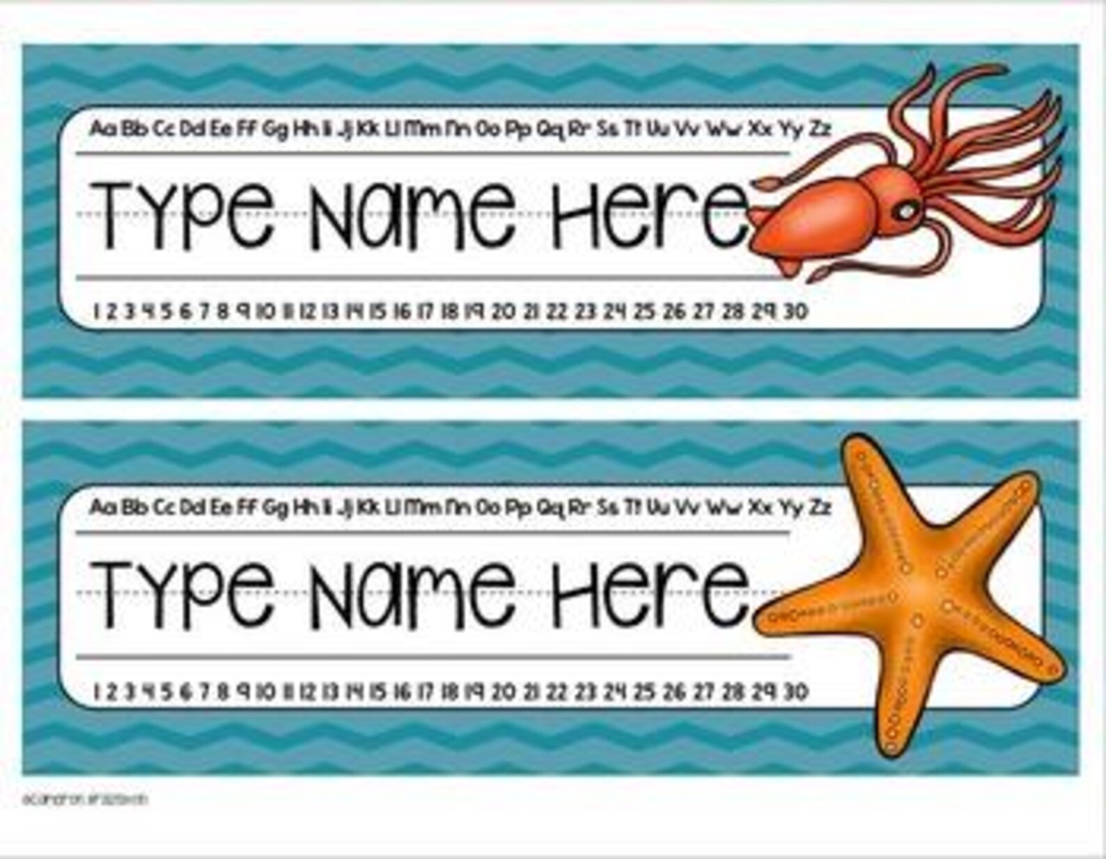 Name Tags Plates Desk Labels Ocean Underwater Theme Editable INSTANT ...