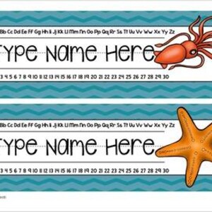 Name Tags Plates Desk Labels Ocean Underwater Theme Editable INSTANT ...