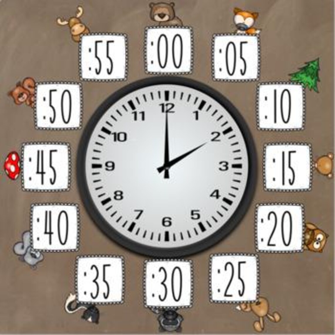 Clock Labels Telling Time Woodland Animals Forest Theme INSTANT ...