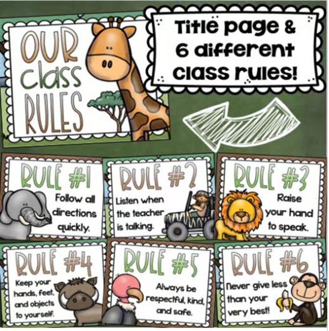 Classroom Rules Posters EDITABLE Back to School Jungle Safari Theme ...