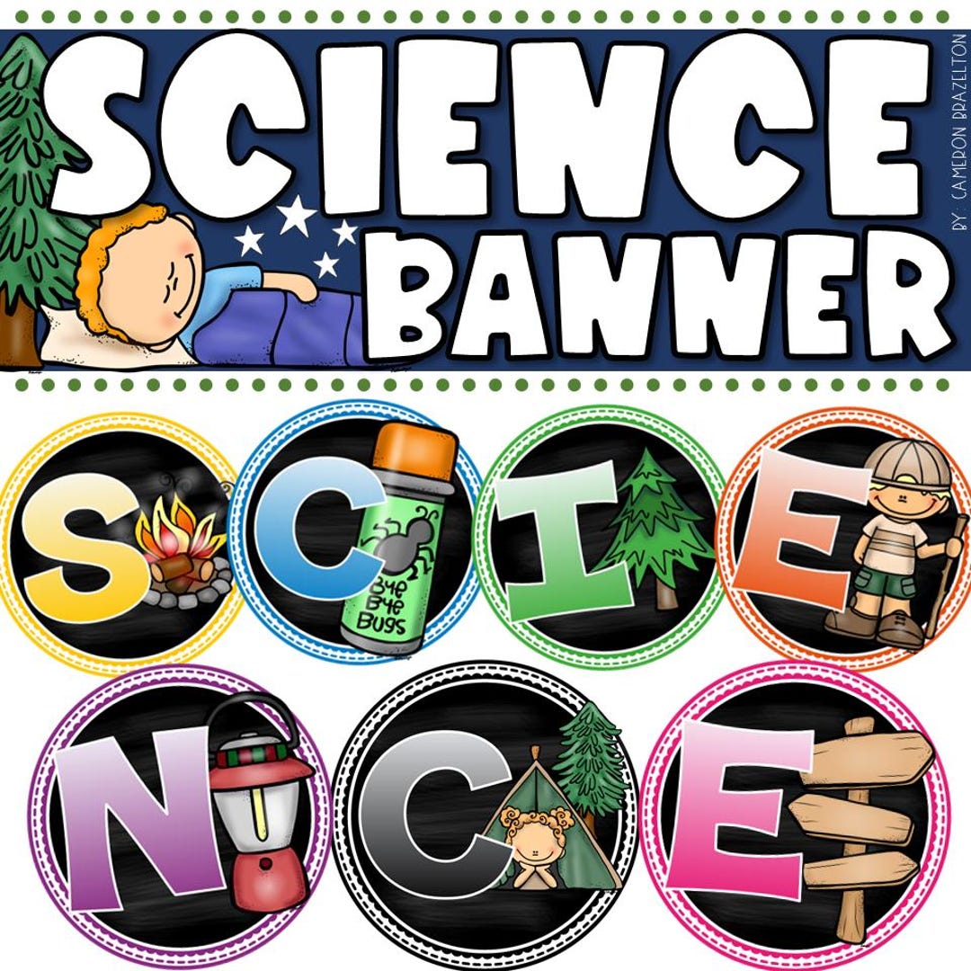 Science Banner Camping Theme | Classroom Decor & Bulletin Board Heading ...