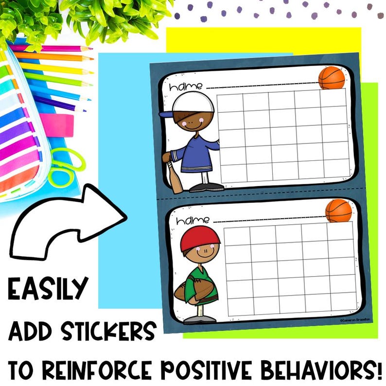 Positive Behavior Sticker Chart Reward Incentives Sports Theme INSTANT ...