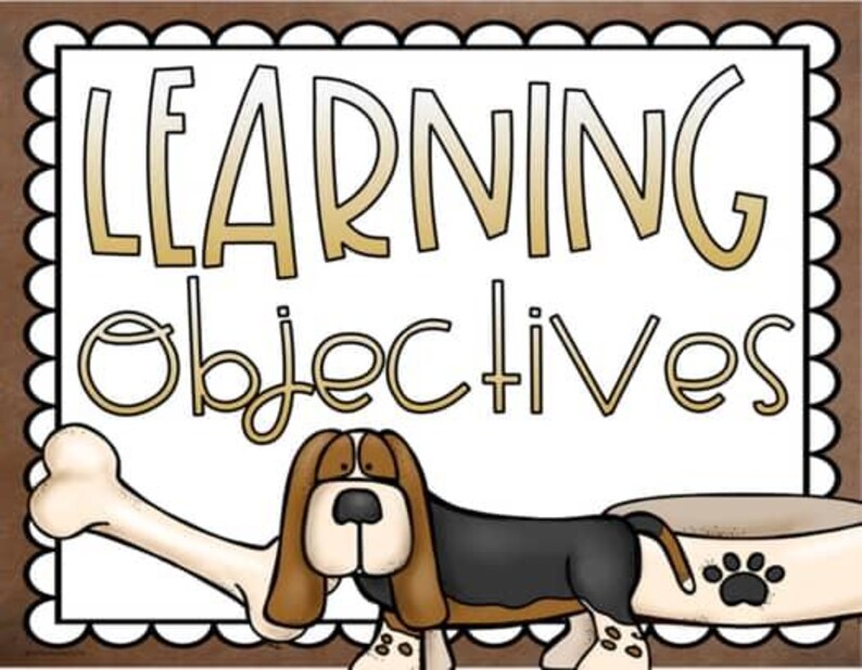 Learning Targets Bulletin Board Objectives Posters Dog Theme Editable ...