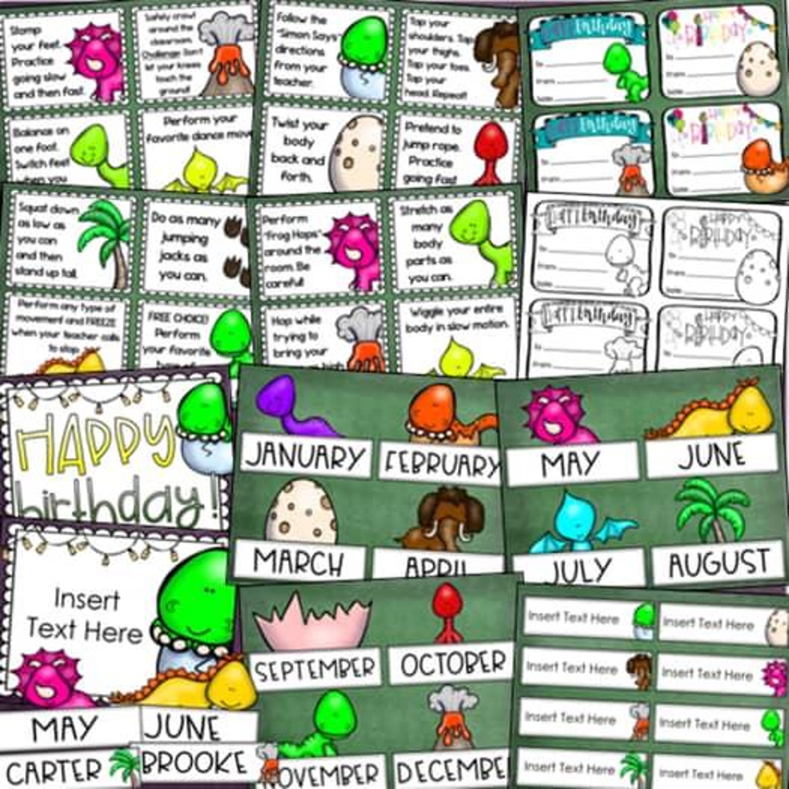 Dinosaur Classroom Management Decor Bundle (posters, Rules, Newsletters ...