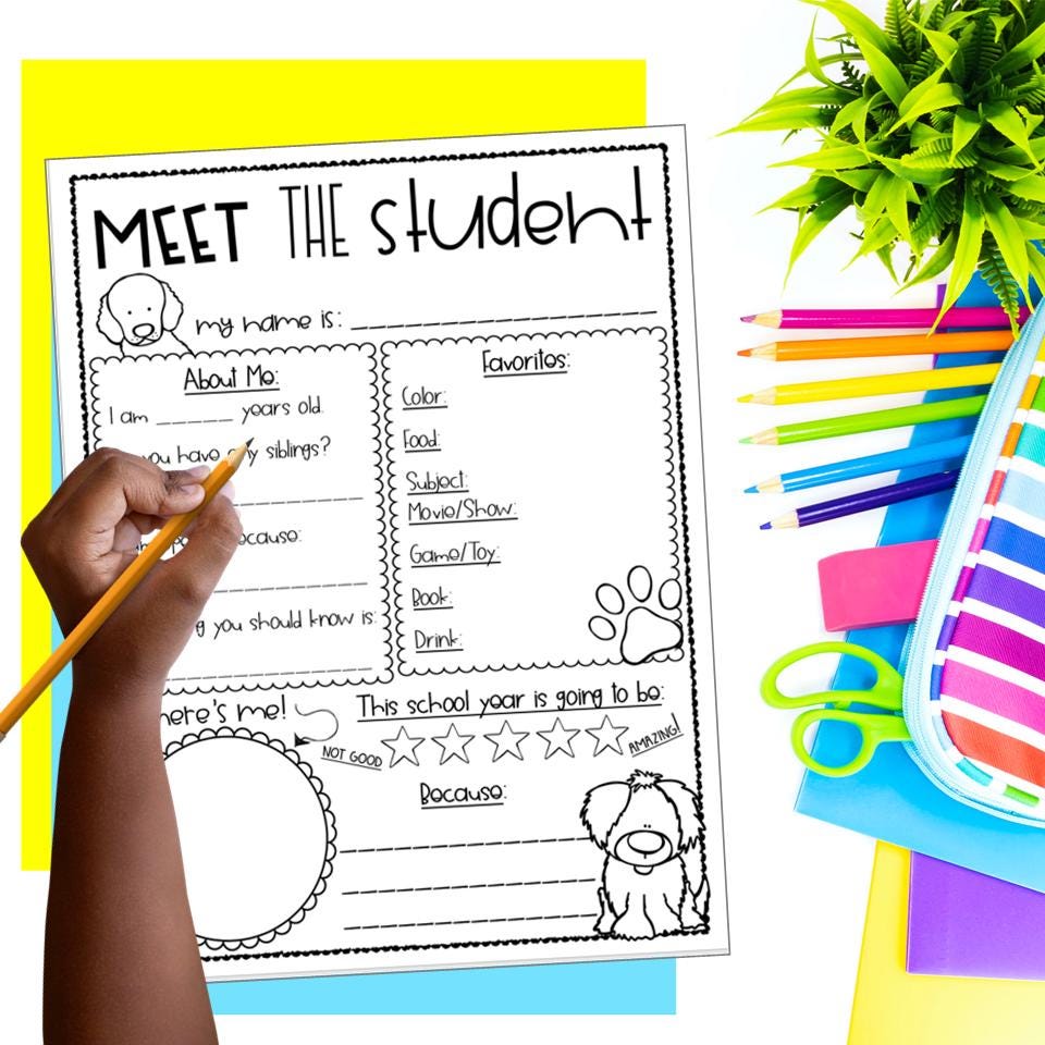 Meet the Teacher Editable Handout Back to School All About Me Dog Theme ...