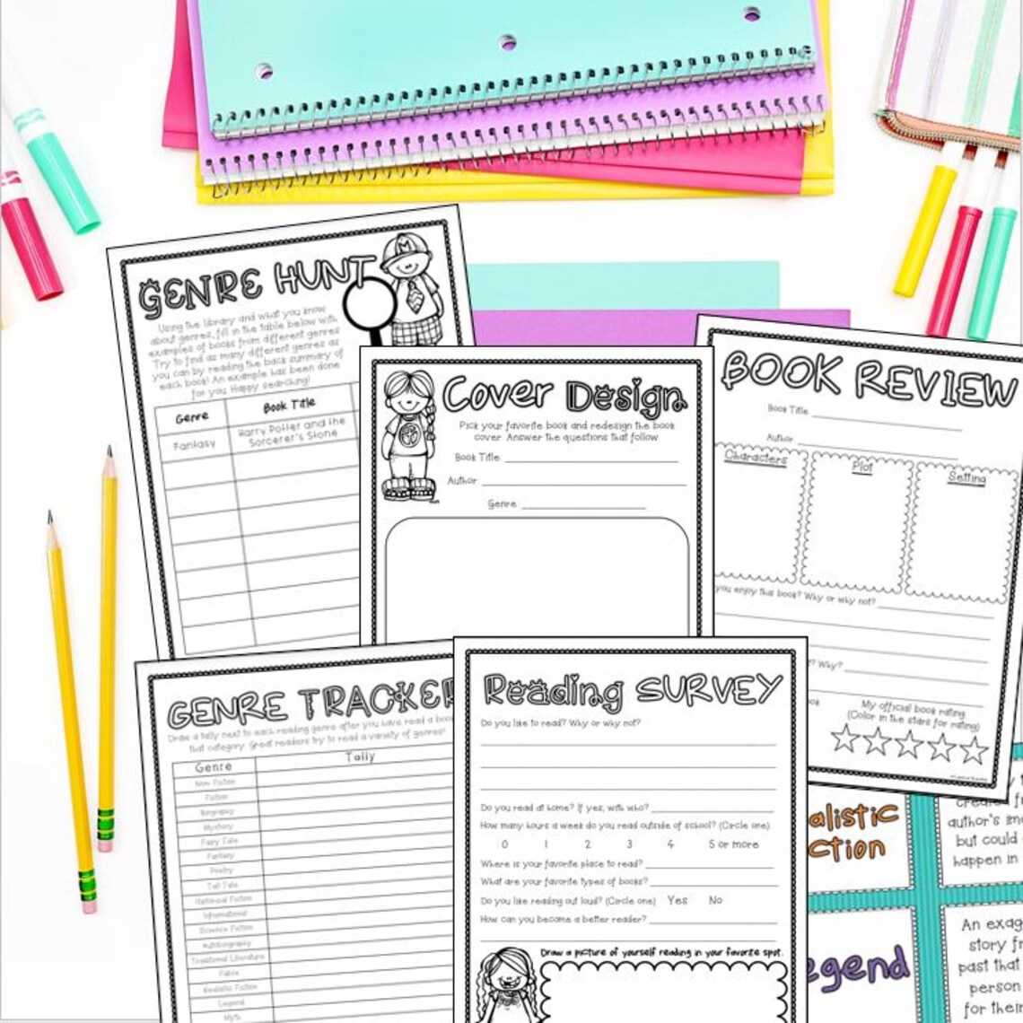Reading Genre Activities (matching Game, Surveys, Quiz, Book Review) - Etsy