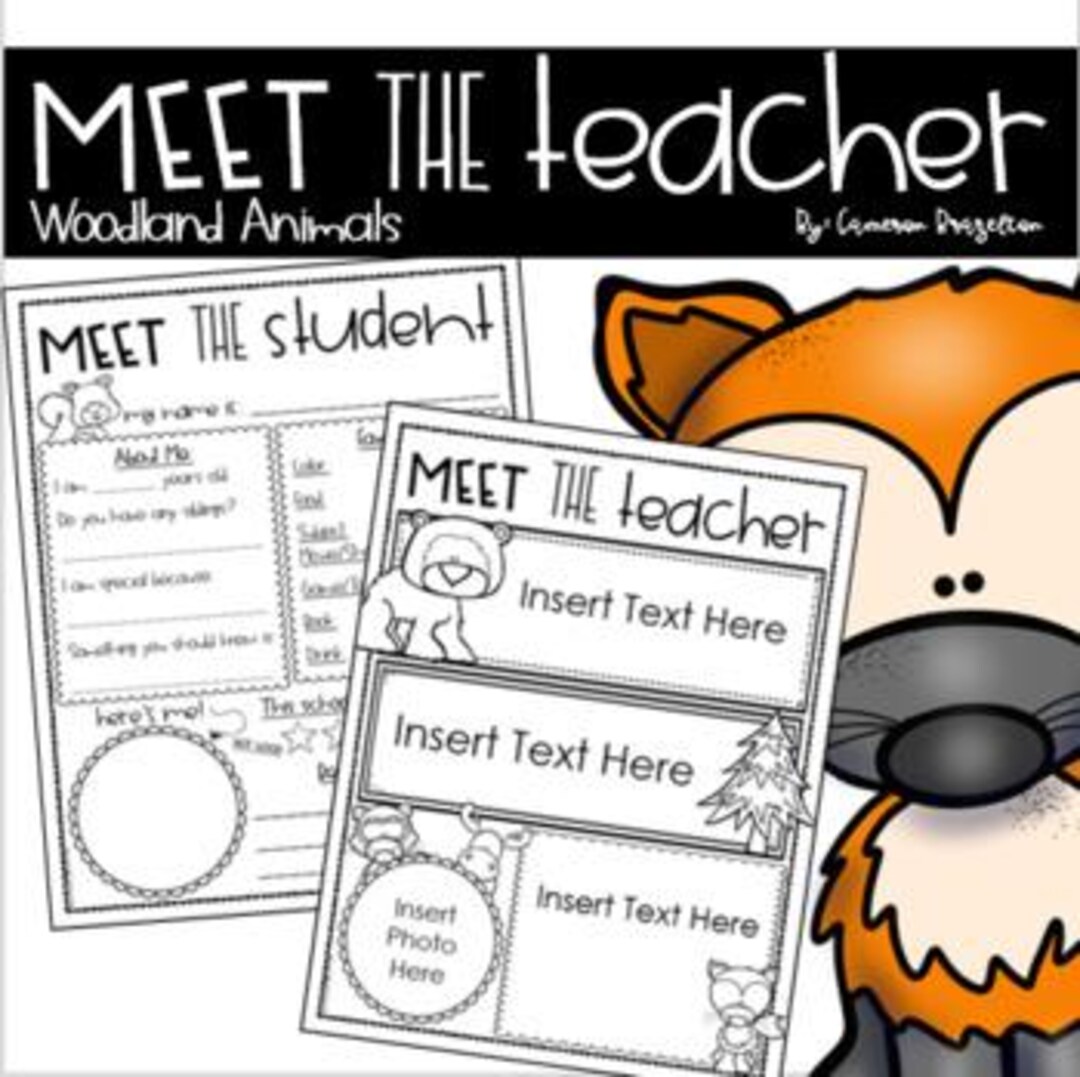 Meet the Teacher Editable Handout Back to School All About Me Woodland ...