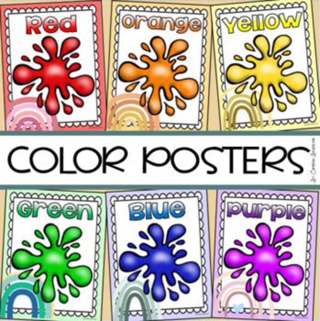 Color Posters Signs Bulletin Board Boho Muted Modern Rainbow Theme ...