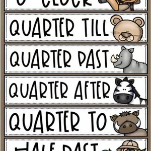 Clock Labels Telling Time Jungle Safari Theme INSTANT DOWNLOAD - Etsy
