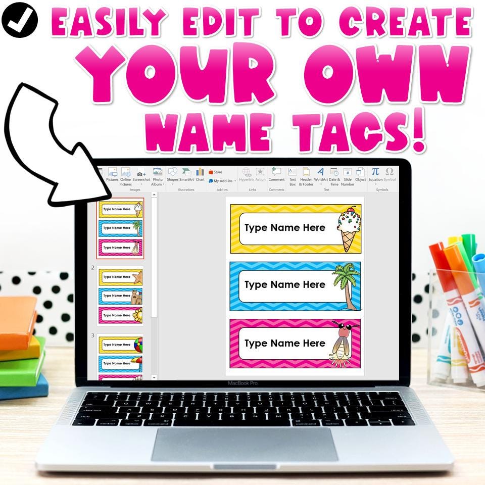 Summer School Name Tags or Desk Plates EDITABLE INSTANT DOWNLOAD - Etsy