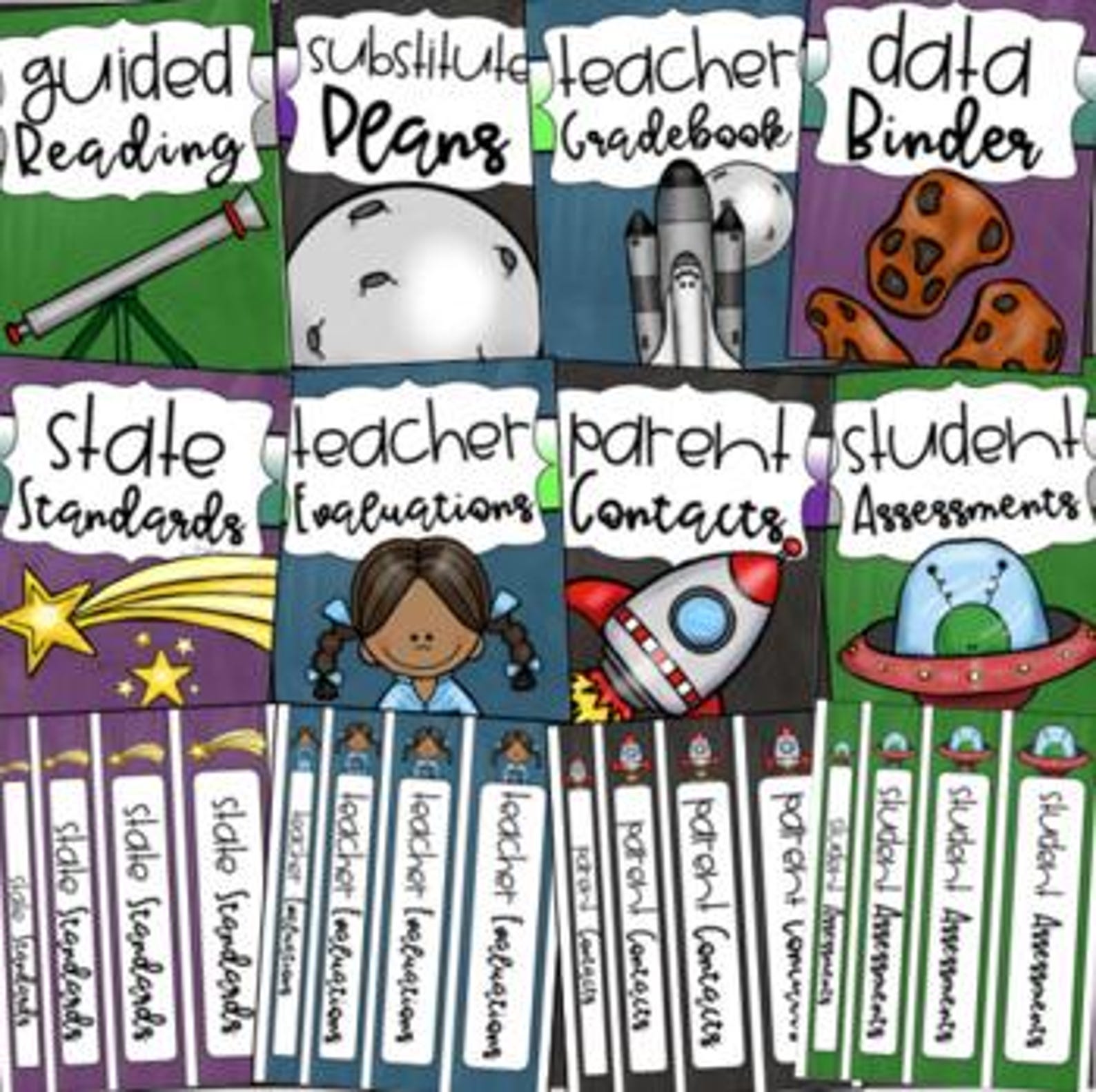 Binder Covers and Spines Teacher Planner Editable Outer Space Theme ...