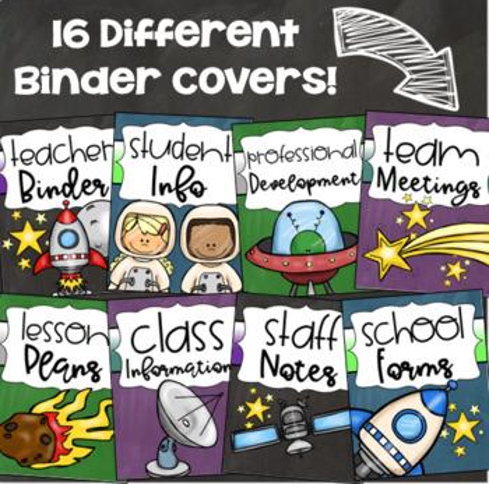 Binder Covers and Spines Teacher Planner Editable Outer Space Theme ...