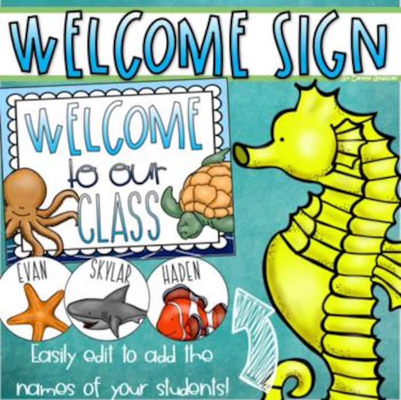 Welcome to Our Classroom Door Sign Display Ocean Under the Sea Theme ...