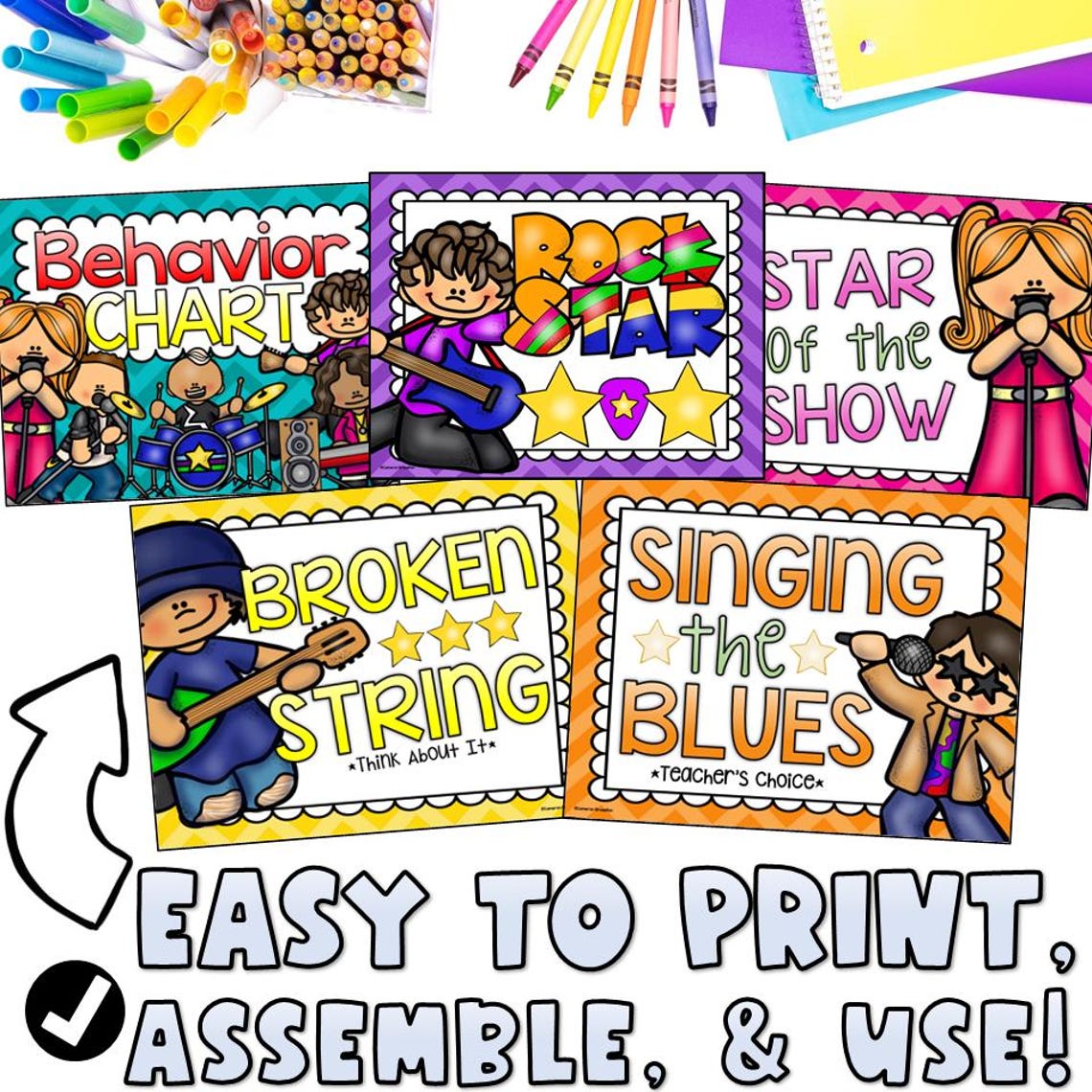 Behavior Clip Chart Rockstar Rock N' Roll Theme for Classroom ...