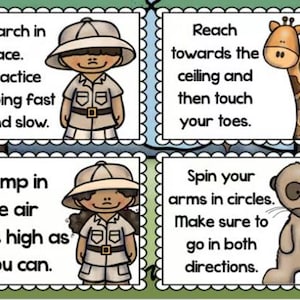 Brain Breaks Movement Cards Jungle Safari Theme INSTANT DOWNLOAD - Etsy