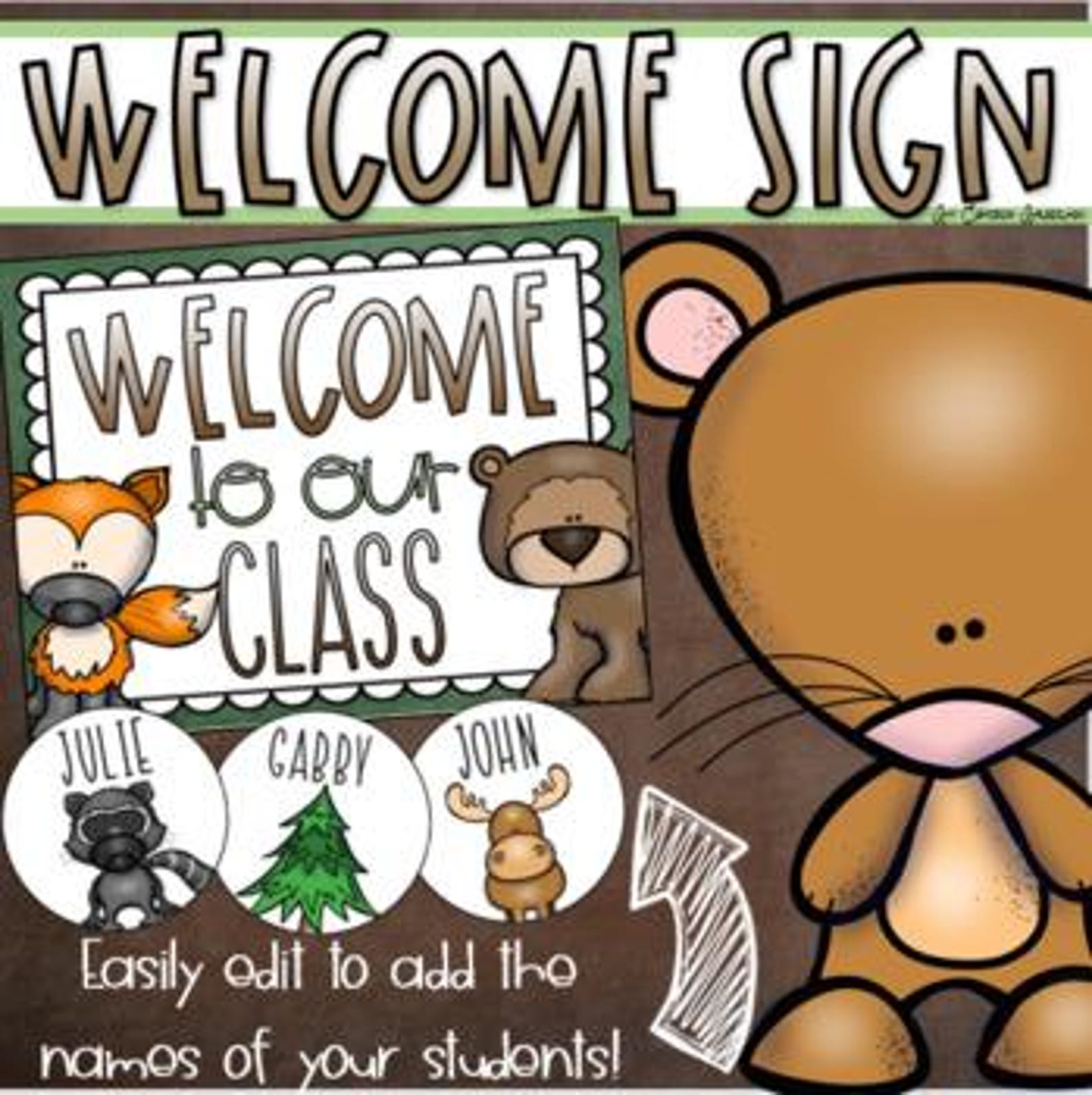 Welcome to Our Classroom Door Sign Display Woodland Animals Theme ...