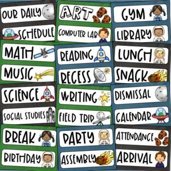 Daily Visual Schedule Cards for Classroom Agenda Outer Space Theme ...