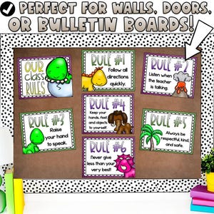 Classroom Rules Posters EDITABLE Back to School Dinosaur Dino Theme ...