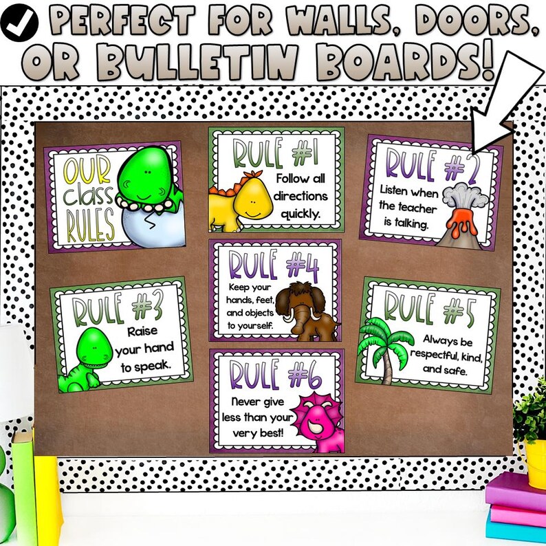 Classroom Rules Posters EDITABLE Back to School Dinosaur Dino Theme ...