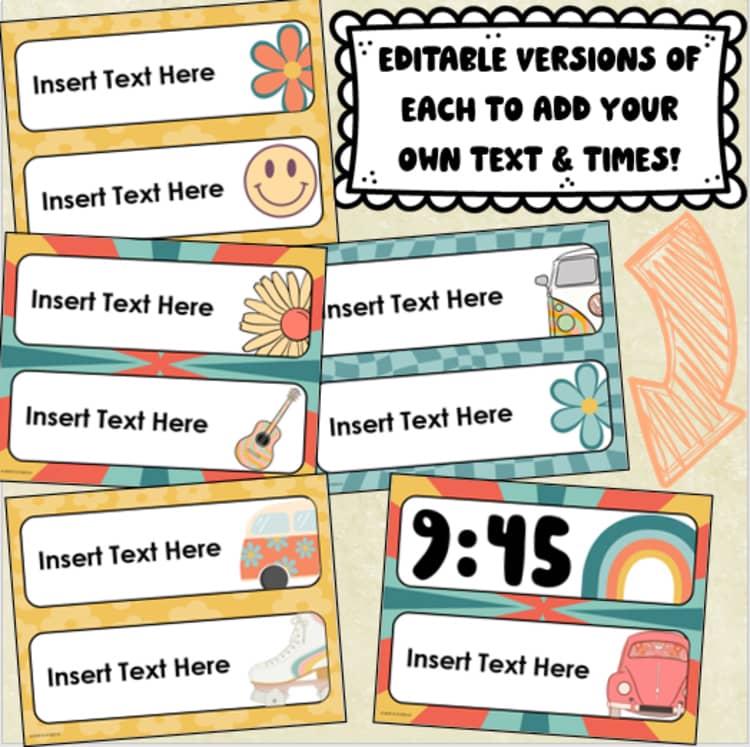 Daily Visual Schedule Cards Classroom Agenda Groovy Retro Vibes Theme ...